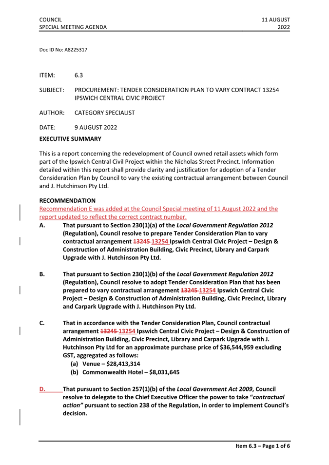 Agenda of Council Special Meeting - Thursday, 11 May 2023